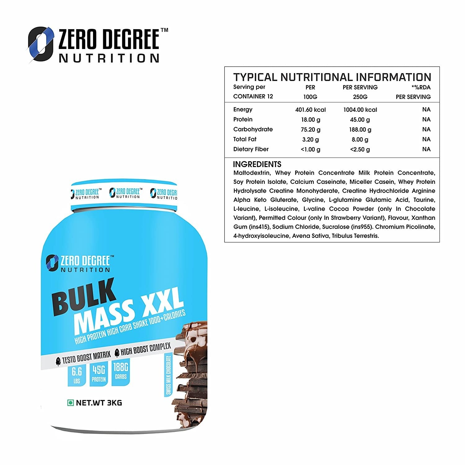 Zero Degree Bulk Mass Gainer XXL – Zero Nutrition